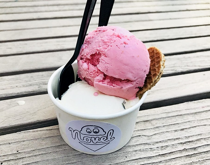Pretty in pink perfection. This strawberry scoop isn't just dessert&mdash;it's a mood-altering substance that turns frowns upside down instantly.