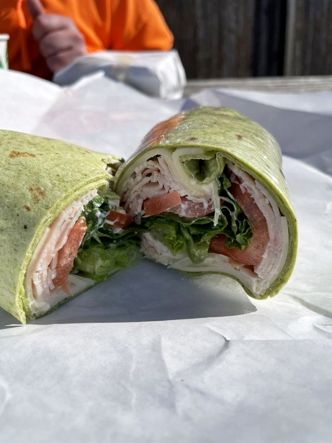 The perfect spiral of this wrap reveals layers like chapters in a book you can't put down &ndash; or in this case, stop eating.