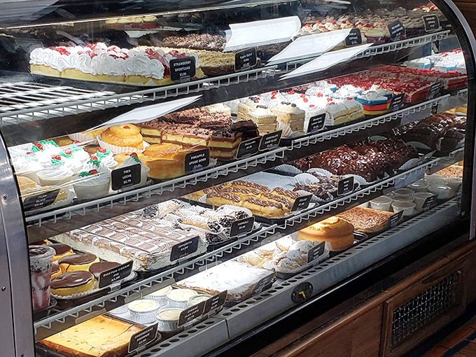 A dessert case that should come with a warning label: "May cause spontaneous happiness and the loosening of belt notches."