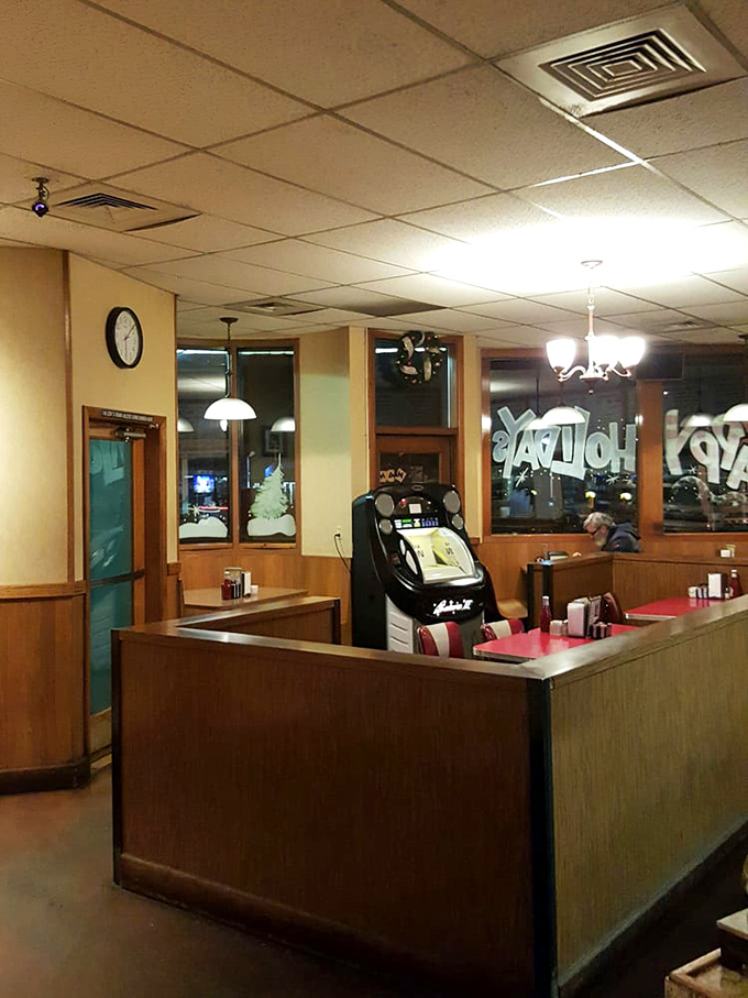 Every classic diner needs a jukebox. This one stands sentinel, ready to provide the soundtrack to your midnight pancake adventures. 