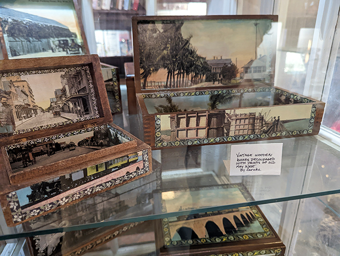 Vintage wooden boxes featuring old Key West scenes &ndash; portable time machines that once held cigars and now hold the possibility of becoming your favorite keepsake.
