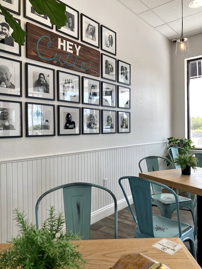 The photo wall tells stories without words—each frame a different face, all united by their love of a good "cutie."