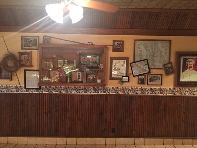 A wall of memories and memorabilia that says, "We've been feeding folks into food comas for generations, and we're darn proud of it."