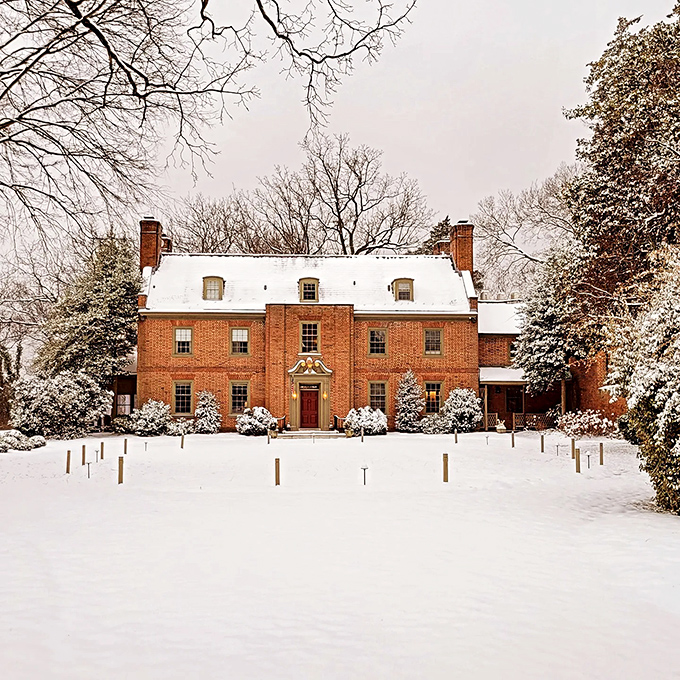Winter transforms historic homes into holiday card perfection, proving Chestertown knows how to wear every season with distinctive Eastern Shore style.