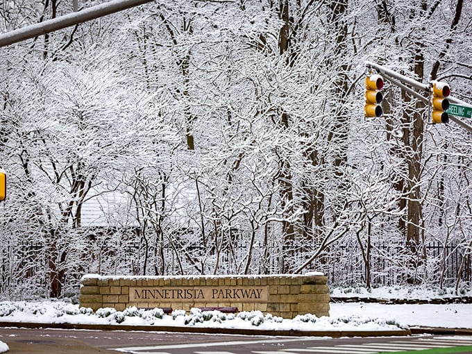 Winter transforms Minnetrista Parkway into a snow globe scene, where seasonal beauty doesn't come with seasonal surcharges.