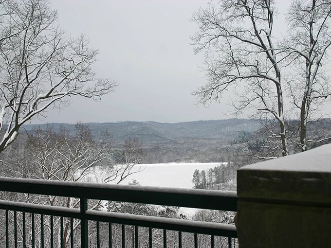 Winter transforms Lake Hope into a snow globe come to life. The frozen landscape offers a different kind of beauty&mdash;stark, serene, spectacular.