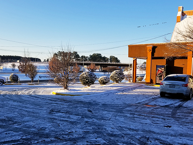 Even dusted with rare Carolina snow, Benson maintains its warm welcome, proving Southern hospitality isn't deterred by a little winter weather.