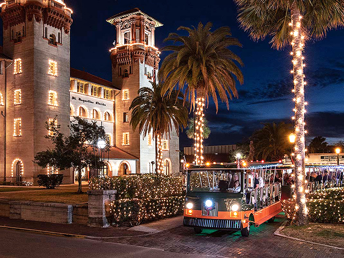 Lightstreamer Tours illuminate Flagler College at night, transforming Spanish Renaissance architecture into a fairytale castle that even Disney couldn't improve upon.