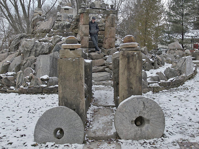 Winter transforms this stone monument into a frosty wonderland that would make Game of Thrones location scouts jealous.