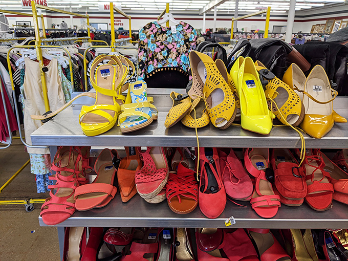 A sunshine explosion of yellow and coral footwear. These shoes weren't made for walking&mdash;they were made for turning heads at a fraction of retail.
