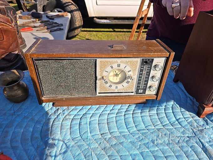 Before Spotify, there was this beauty. This vintage radio-clock combo once delivered music and news to families gathered around it like a shrine.