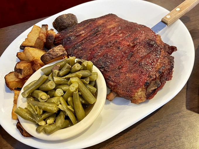 These ribs don't need a filter&mdash;that bark, that smoke ring, those perfectly cooked green beans. A plate of pure Southern poetry.