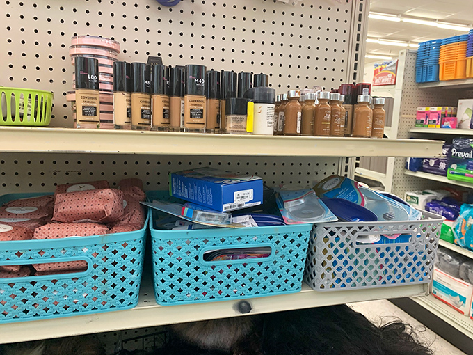 Beauty products and organizing baskets &ndash; because sometimes the greatest thrift store find is bringing order to your bathroom cabinet.