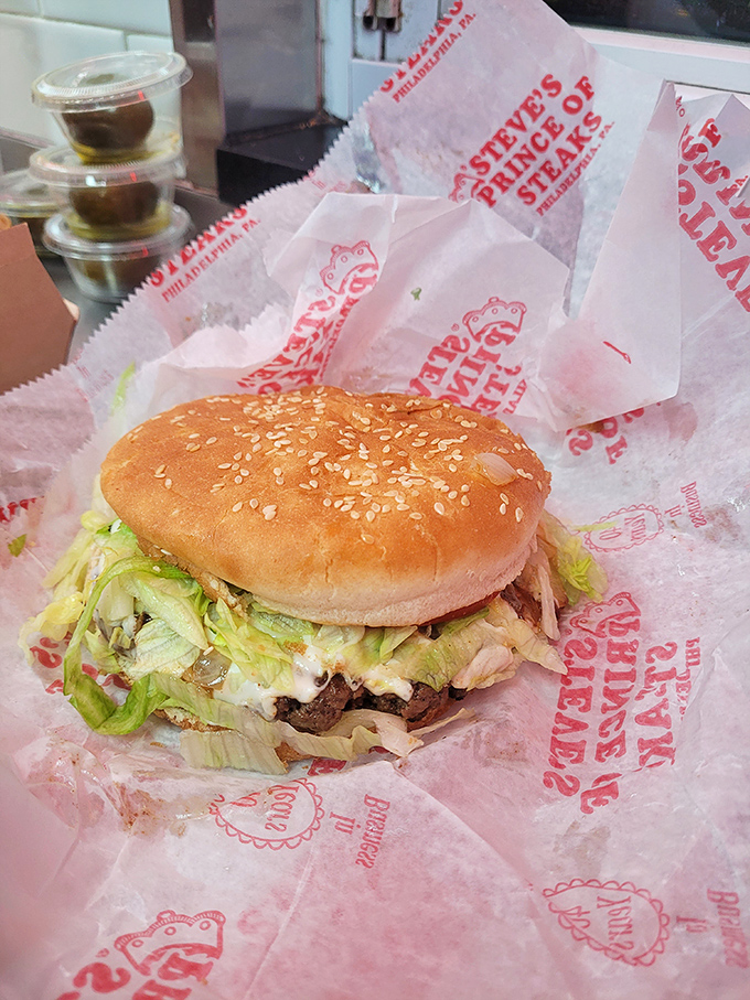 The burger that lives in the shadow of its more famous sibling, yet deserves its own spotlight. Juicy, substantial, and crowned with fresh toppings.