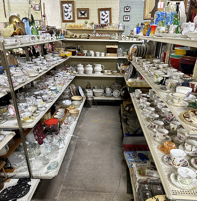 Teacup heaven! Imagine the gossip these delicate vessels have heard during decades of afternoon socials and bridge clubs.