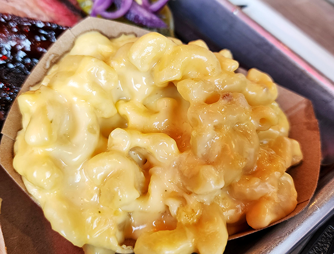 This mac and cheese doesn't just accompany barbecue—it competes for your affection with a creamy, cheesy swagger that's impossible to resist.