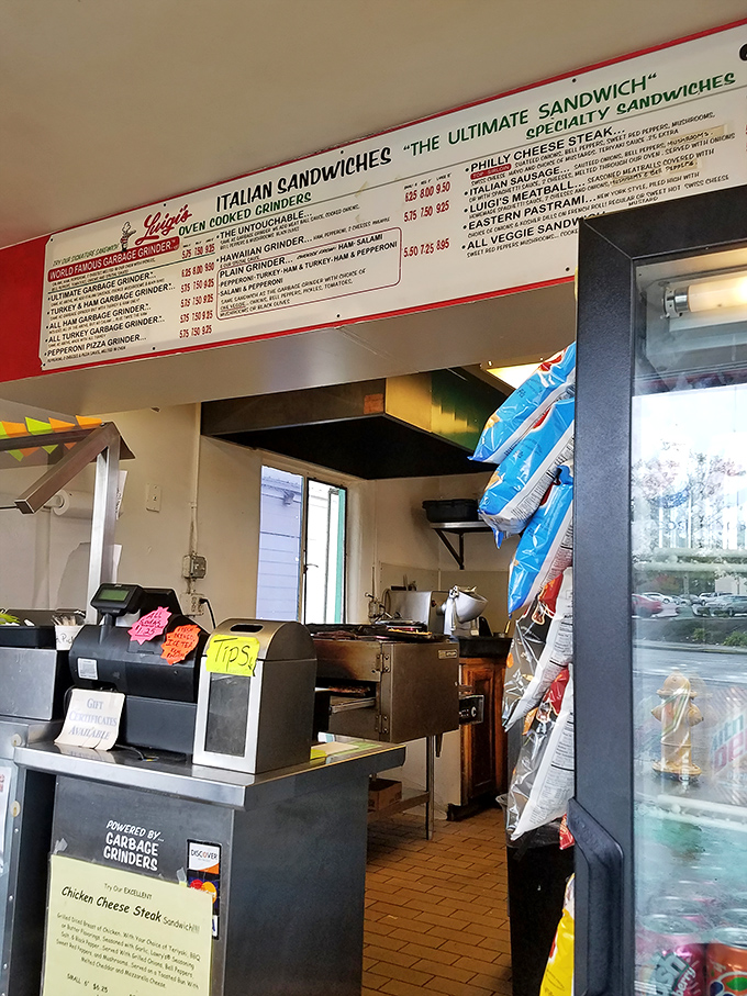 The counter view&mdash;where sandwich dreams are born and diet resolutions go to die, all under the watchful gaze of the menu.
