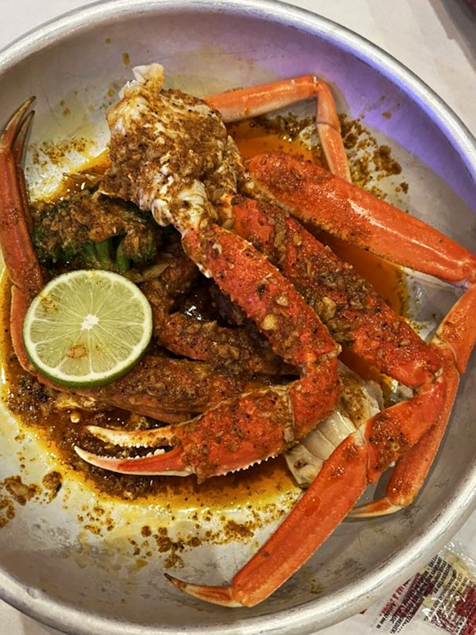 Crab legs bathed in spices and butter&mdash;nature's way of saying you deserve something that requires effort but rewards magnificently.