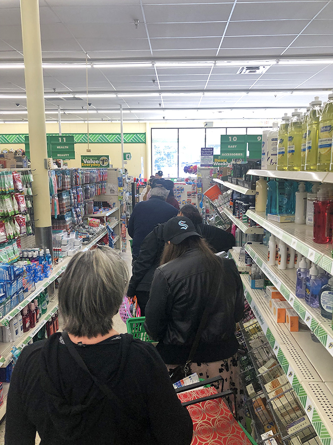 The universal Dollar Tree experience: joining fellow bargain hunters in the quest for affordable treasures. Community through commerce.