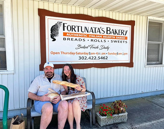 The bench outside Fortunata's: where strangers become friends united by their mutual love of carbohydrates and the joy of a fresh loaf.