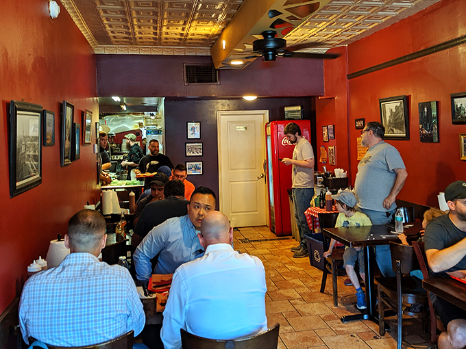 The packed dining room speaks volumes&mdash;these people aren't just eating lunch, they're having a religious experience with smoke and meat.