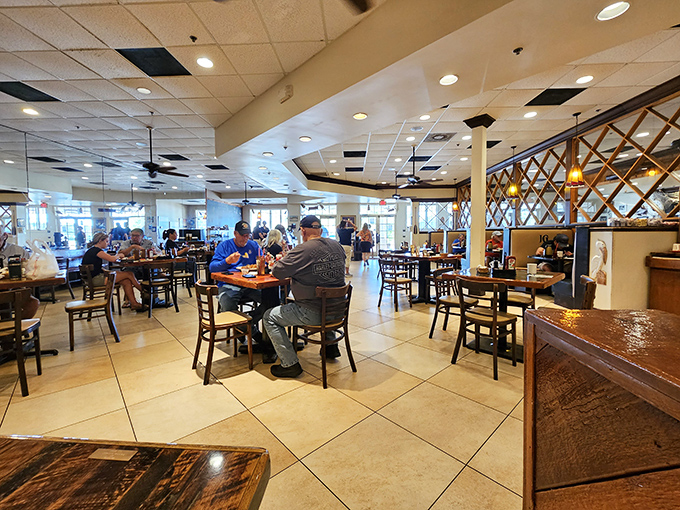 The dining room hums with the universal language of "mmm" as strangers become temporary friends united by good food.