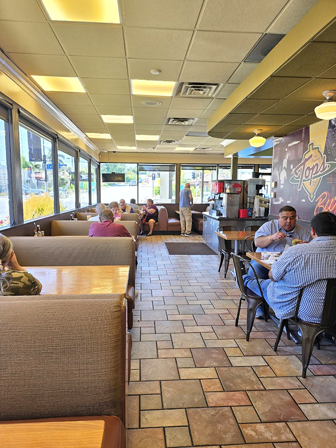 Cushy booths and ample seating where generations of Californians have fueled up for the day. The cross-section of humanity here tells its own delicious story.