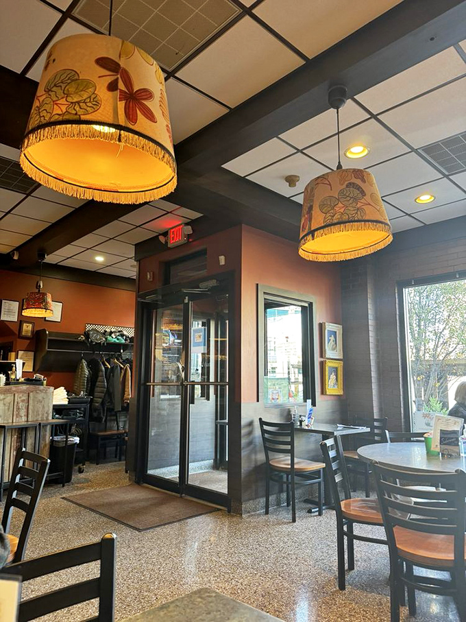 Even the exit at Sabrina's is charming, with floral lampshades guiding you back to reality after your breakfast adventure.