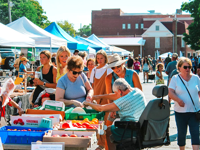 Wabash farmers market: where the produce doesn't need labels explaining where it came from because you can literally see the farm from here.