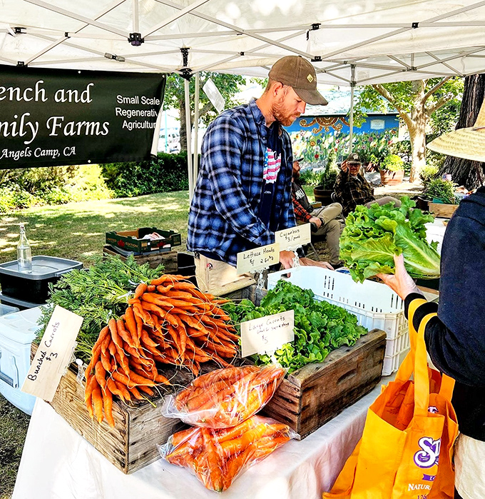 Farmers markets where vegetables are still dirty and conversations happen between actual human beings, imagine that.