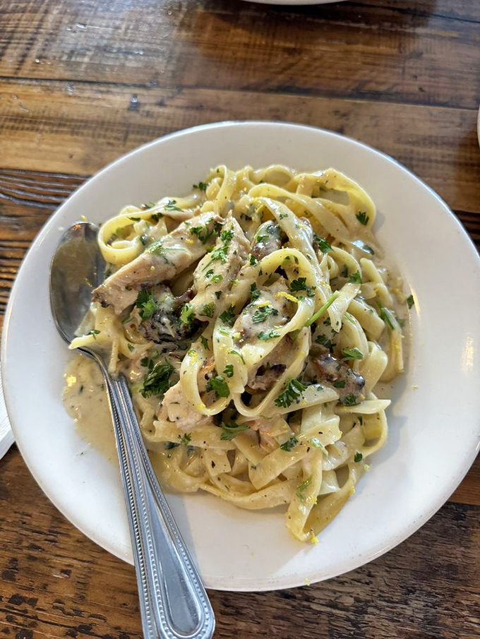 Fettuccine that doesn't just sit on the plate but performs&mdash;creamy, rich, and twirling around your fork like it's auditioning for a pasta commercial.