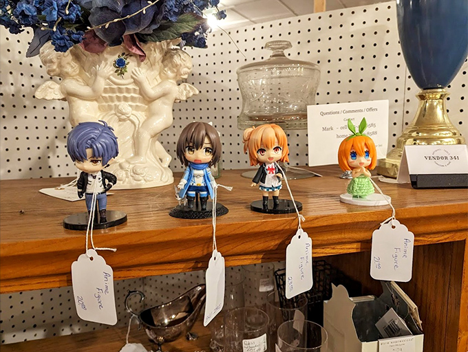 Anime figurines proving that collectibles transcend generations. These little guardians of pop culture stand ready for their next adventure.