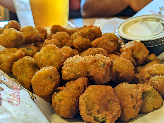 Fried okra: the vegetable that figured out how to get invited to all the cool parties. Crispy little nuggets of Southern ingenuity.