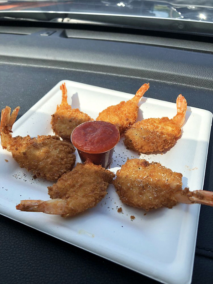 Golden-battered shrimp so perfectly fried they look like they're auditioning for the seafood version of America's Got Talent.