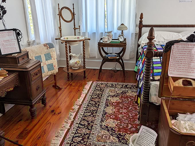 Attention to detail in every corner &ndash; from the twisted bedposts to the washstand ready with basin and pitcher. Modern hotels could learn something here.