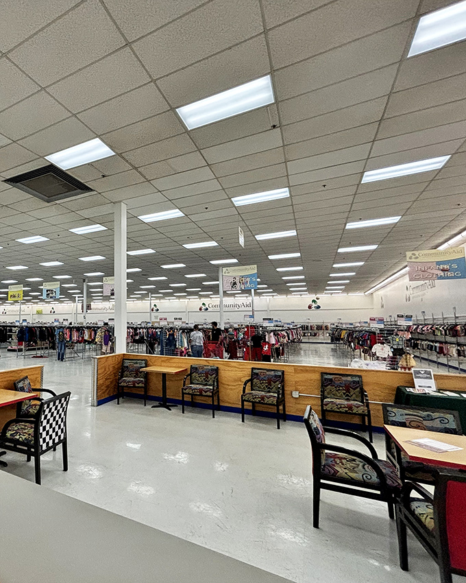 The vastness of the space is humbling. With seating areas strategically placed, shopping companions can rest while you continue the hunt.