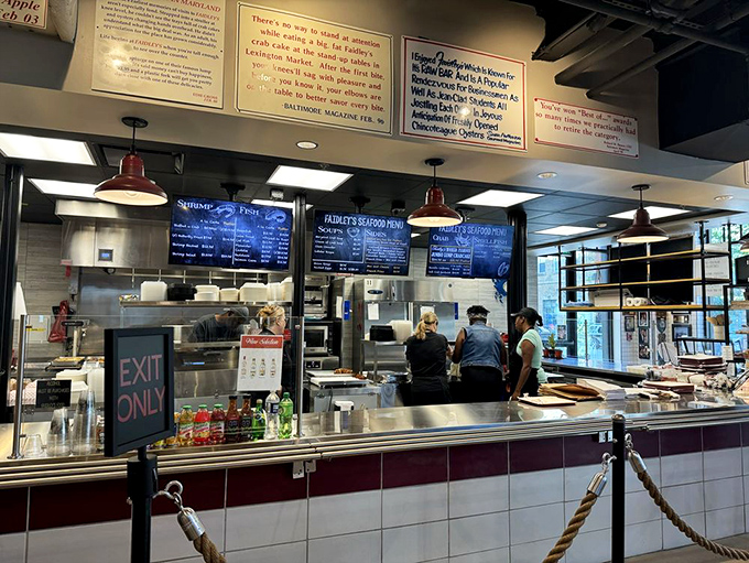 Where the magic happens &ndash; Faidley's kitchen and counter service area, where seafood dreams are fulfilled with assembly-line efficiency.