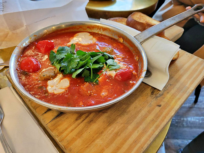 Shakshuka that sings with flavor&mdash;eggs poached in a tomato symphony that would make Mozart put down his fork and pick up his pen.