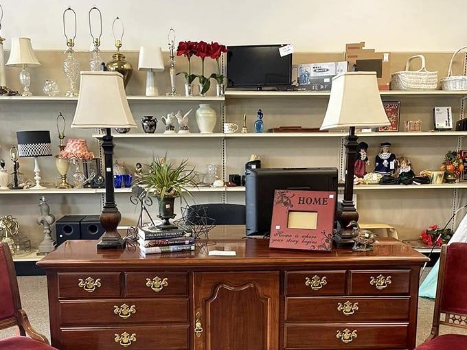 This isn't just a dresser with lamps&mdash;it's the starting point for your next "you won't believe what I found for just..." story.