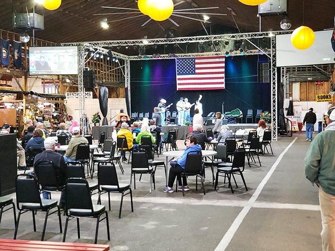 Live music transforms shopping into an experience. Those empty chairs are just waiting for weary bargain hunters to take a load off.