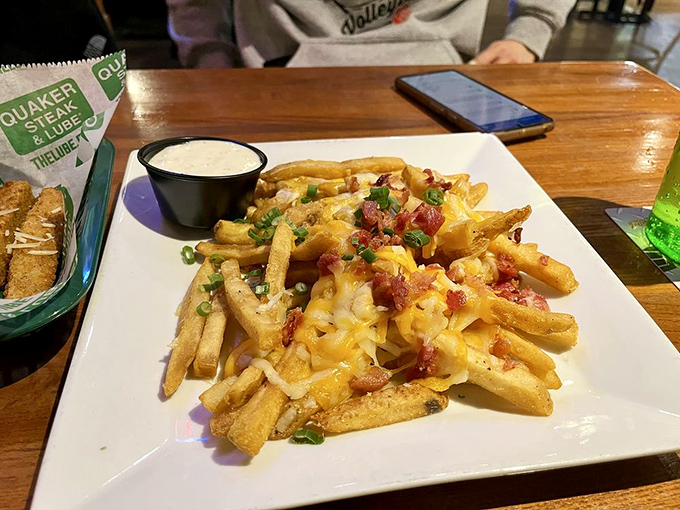 French fries elevated to an art form. Loaded with cheese, bacon, and green onions, they're practically a meal unto themselves.