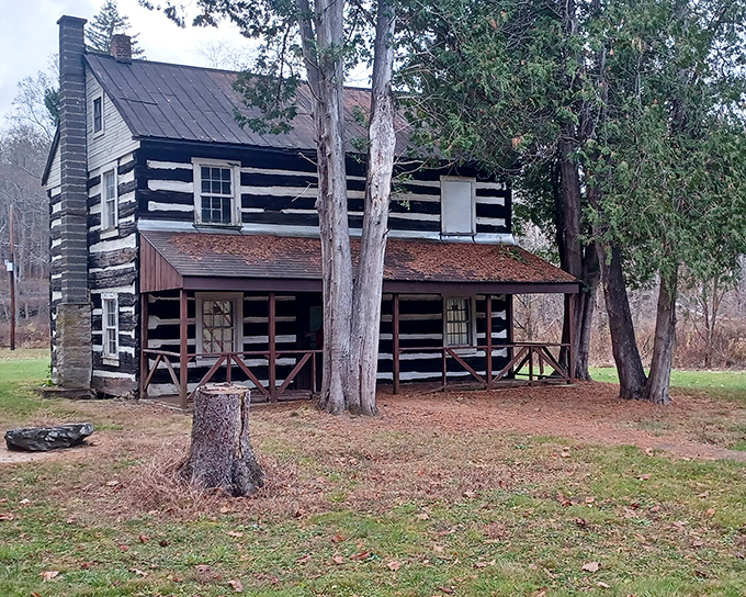 This historic log cabin has weathered more Pennsylvania winters than most of us have had hot dinners. Rustic charm that makes modern tiny houses look positively extravagant.