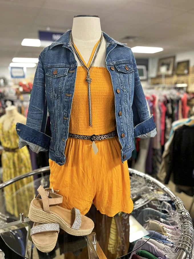 Outfit inspiration that doesn't require a fashion degree&mdash;this summery ensemble with denim jacket proves secondhand style is first-rate.