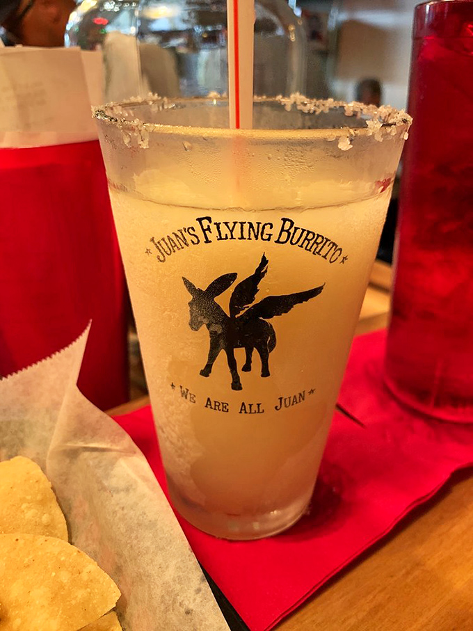 The perfect margarita &ndash; where salt, lime, and tequila come together in a glass that proudly displays the flying burrito that started it all.