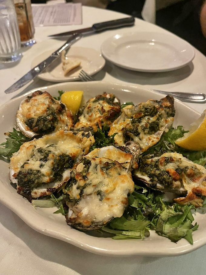 Oysters Rockefeller done right&mdash;each shell a tiny boat carrying precious cargo of creamy, cheesy, herb-kissed perfection.