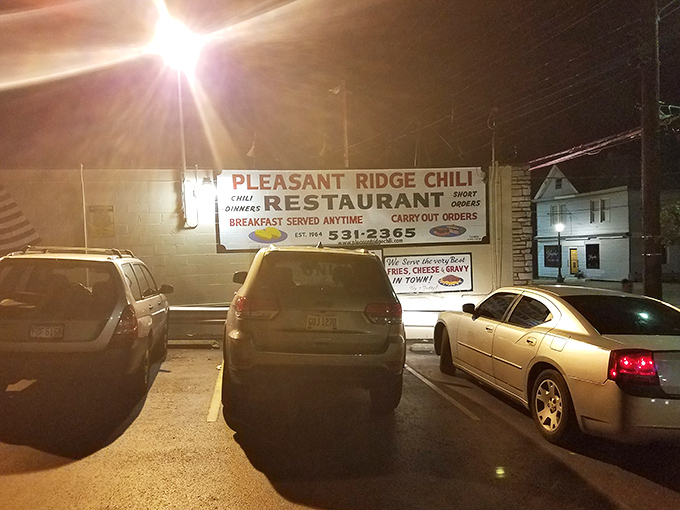 Even at night, that illuminated sign serves as a beacon for the chili-deprived, guiding hungry souls to salvation.