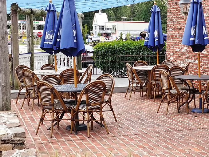 Patio seating for when your food coma requires fresh air. Those blue umbrellas have shaded many a recovery margarita.