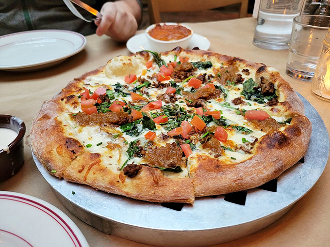 Detroit-style pizza at its finest&mdash;a cloud-like crust supporting fresh toppings that work together like a well-tuned engine.