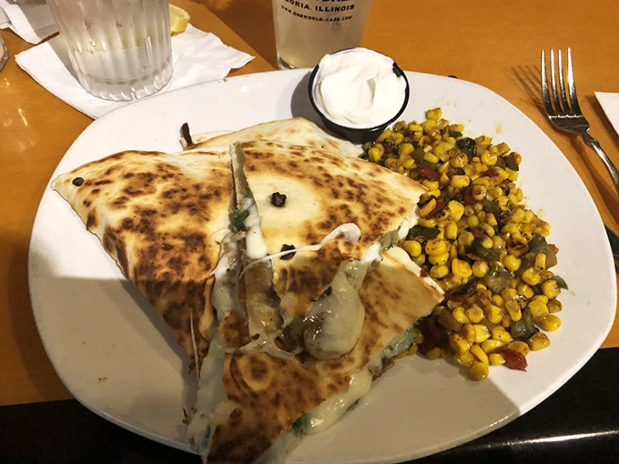 This quesadilla doesn't just ooze cheese&mdash;it radiates comfort. The roasted corn side dish is summer sunshine on a plate.