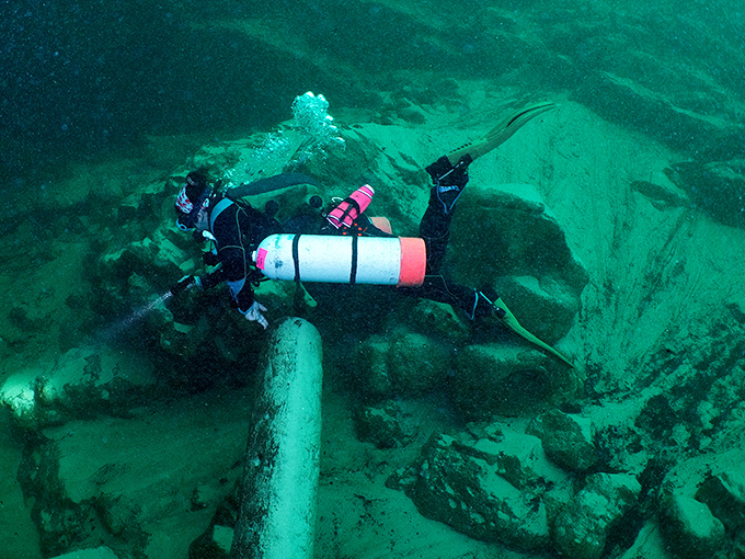 Certified divers explore the sunken Civil War-era steamboat Madison, an underwater time capsule from 1863. History and adventure in one breath-holding package.